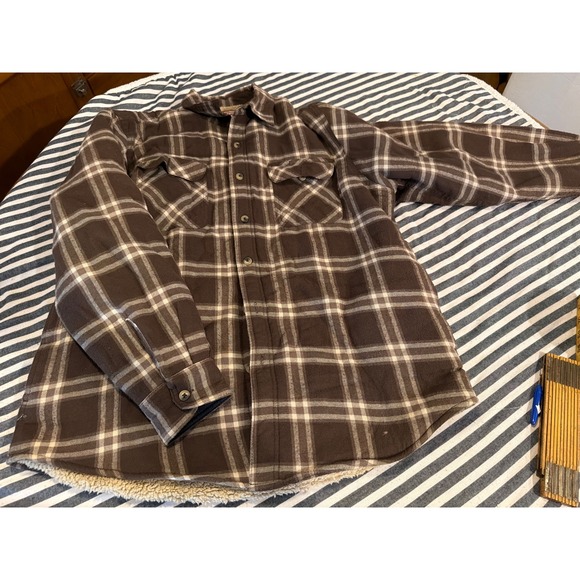 Wrangler | Jackets & Coats | Wrangler Mens Brown Plaid Sherpa Lined ...